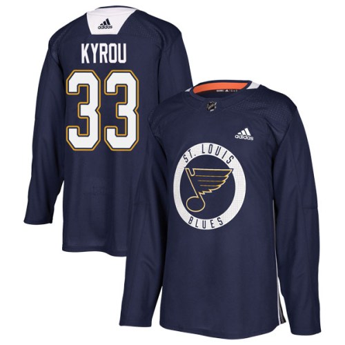 Men's Adidas St. Louis Blues Jordan Kyrou Blue Practice Jersey - Authentic